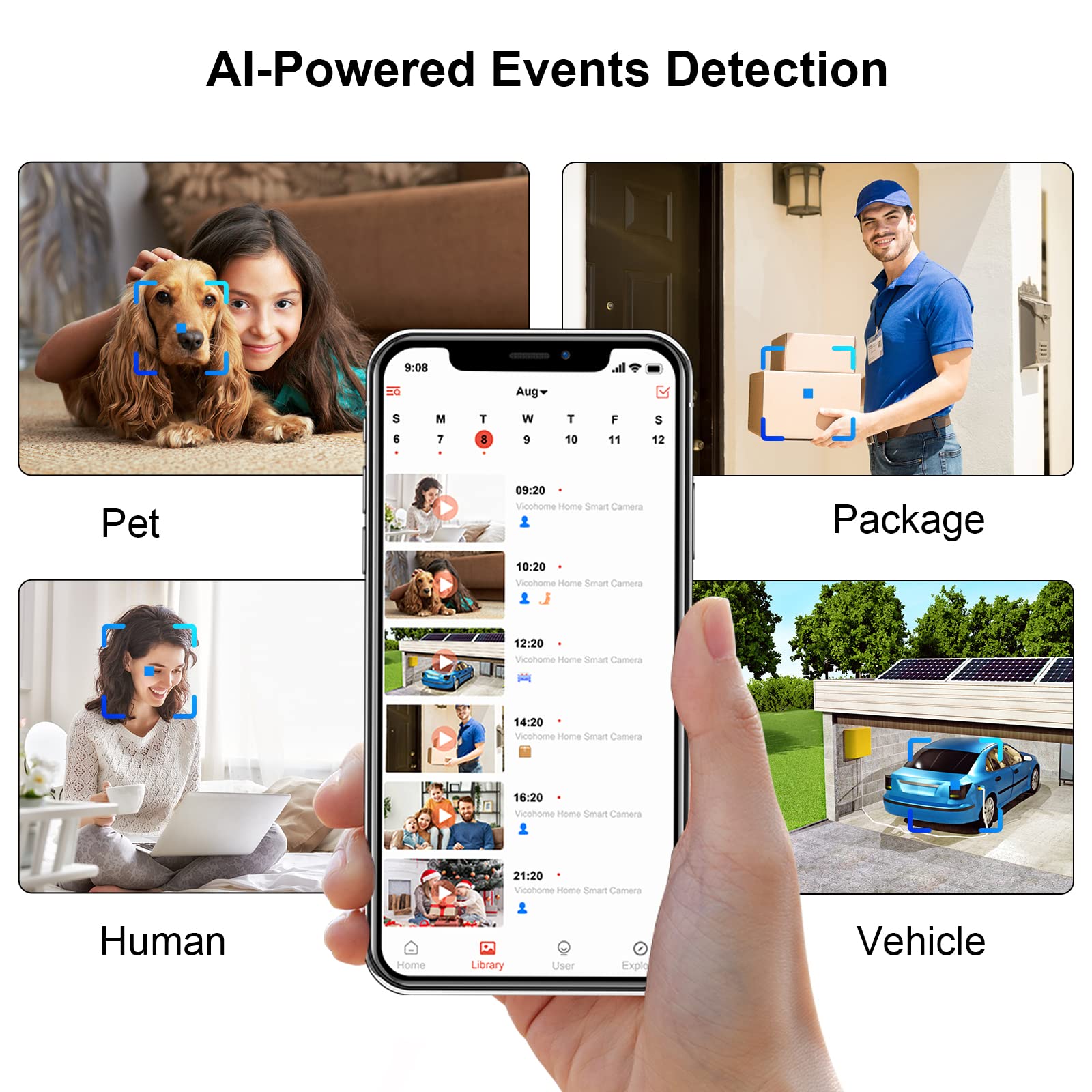 ERAY Battery Powered Security Cameras for Home, Wireless WiFi Outdoor Camera, 1080P Indoor Surveillance Camera with Color Night Vision, AI Motion Detection, 2-Way Talk, Cloud/TF Card