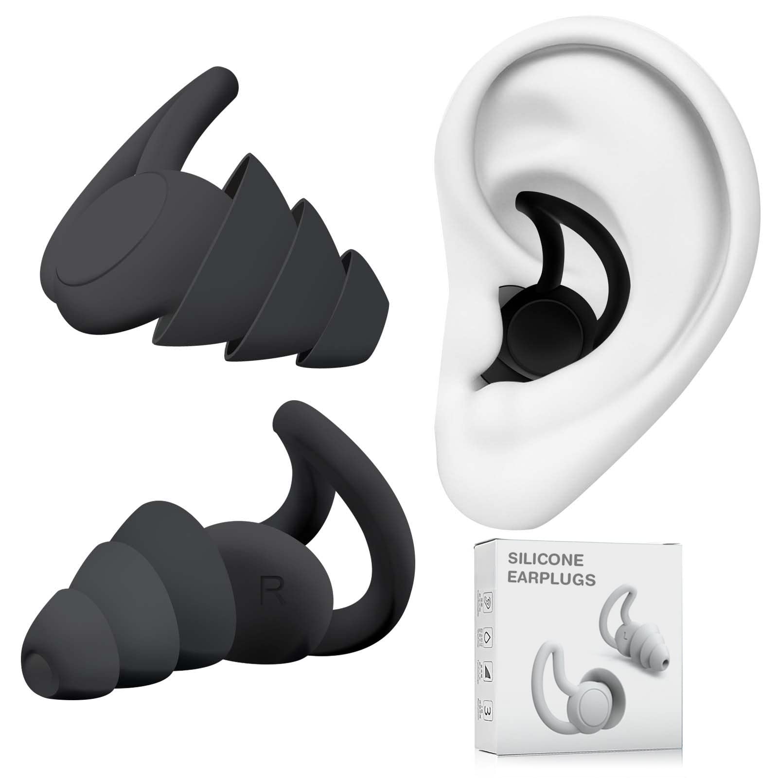 Ear Plugs for Sleeping Noise Cancelling, Anti-Shedding Design, Super Noise Cancelling, Soft& Comfortable & Reusable, for Sleeping, Snoring, Work, Travel, and All Loud Events, Black
