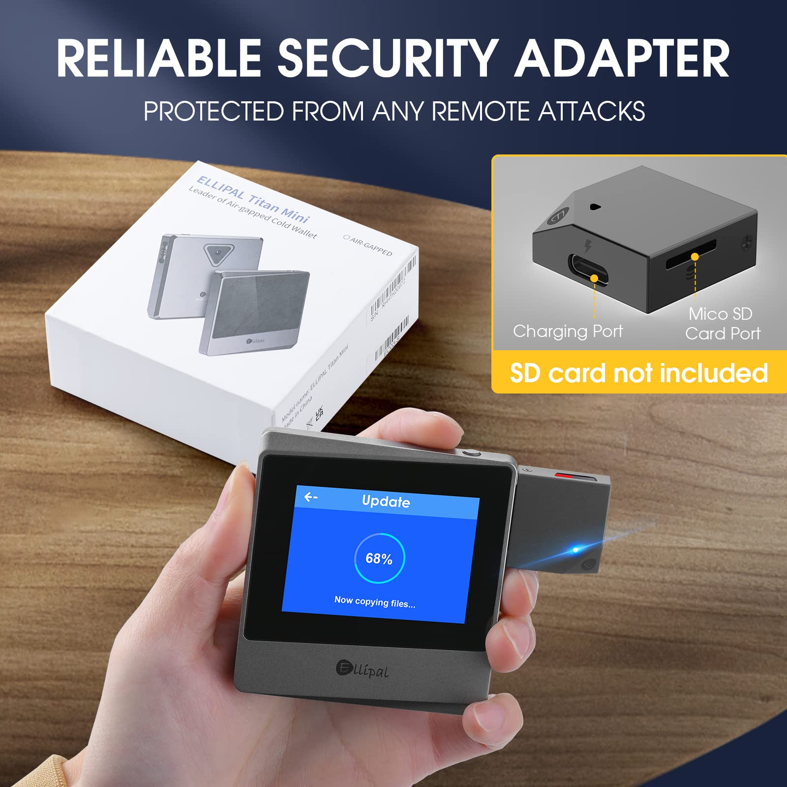 ELLIPAL Hardware Wallet, Air-gapped & Internet Isolated Security Crypto Wallet Titan Mini, 10000 coins &Token, Anti-Disassemble &Tamper Cold Wallet, Cold Storage for BTC/XRP/ETH/XLM/USDT/LTC