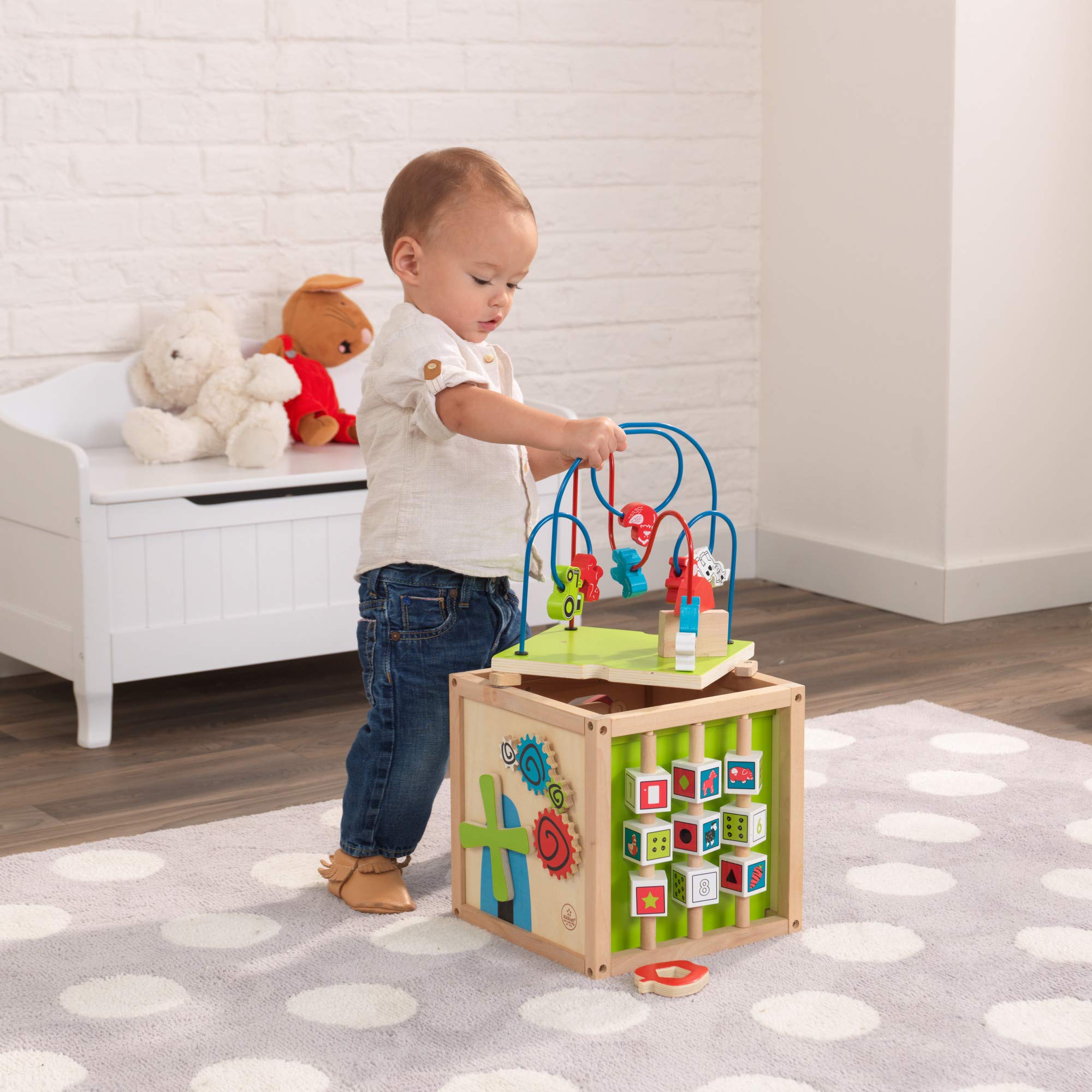KidKraft Wooden 5-Sided Bead Maze Cube for Toddlers, Gift for Ages 12-24 mo