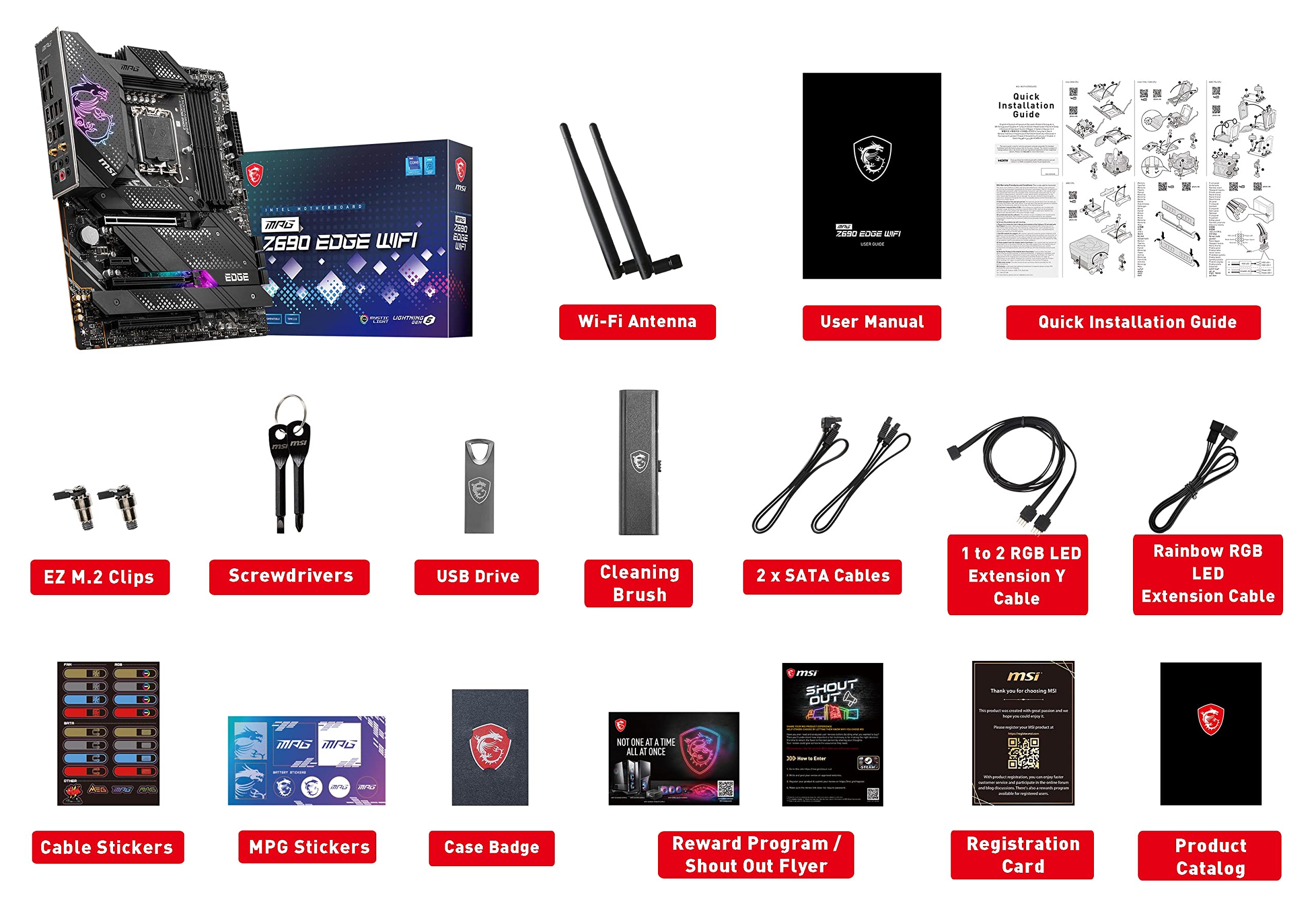 MSI MPG Z690 Edge WiFi Gaming Motherboard (ATX, 12th Gen Intel Core, LGA 1700 Socket, DDR5, PCIe 5, 2.5G LAN, M.2 Slots, Wi-Fi 6E)