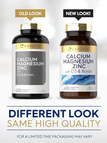 Carlyle Calcium Magnesium Zinc with Vitamin D3 and Boron | 400 Caplets | Vegetarian, Non-GMO Supplement