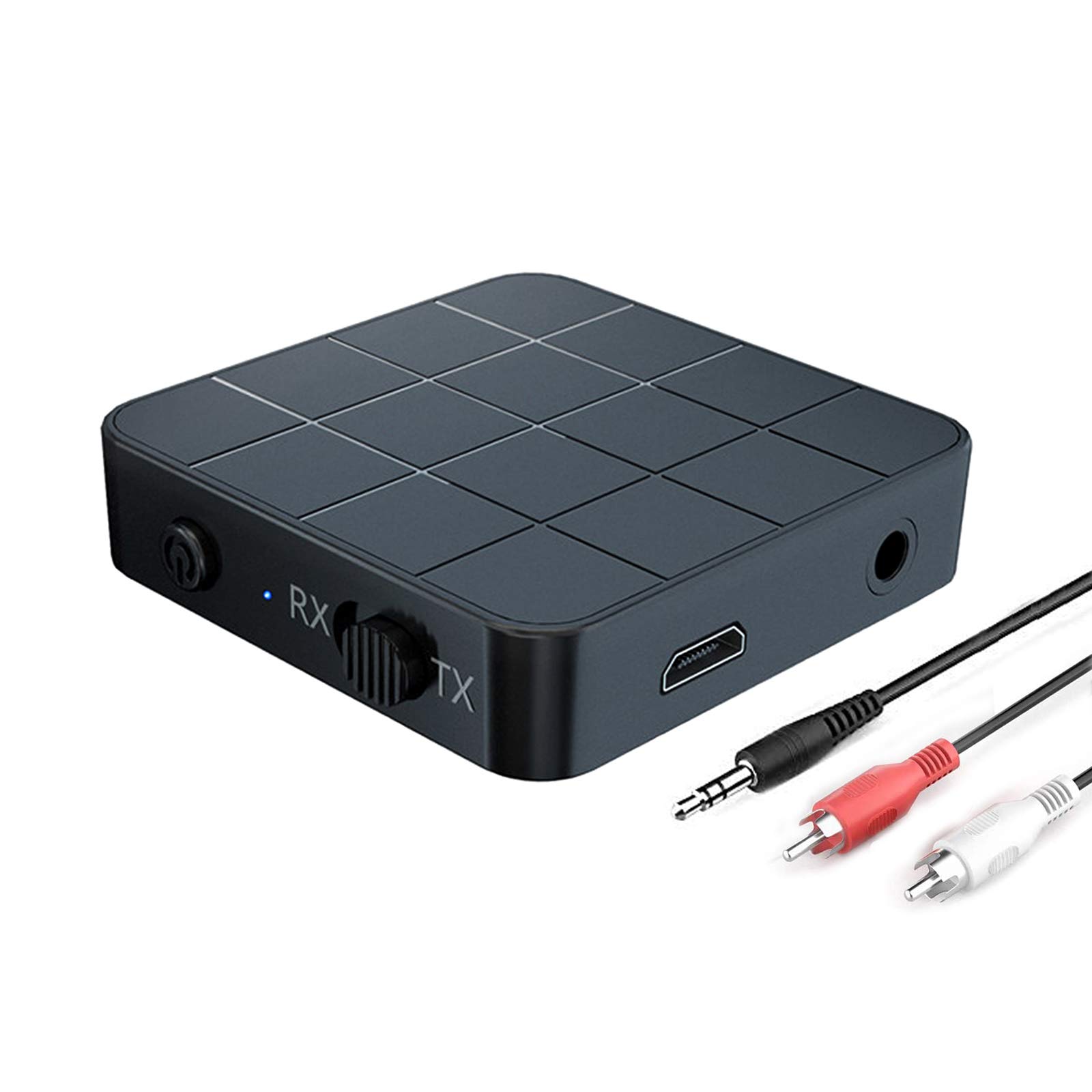 VR-robot Bluetooth 5.0 Audio Transmitter Receiver Adapter, 2-in-1 Wireless 3.5mm aptX Low Latency Stereo Audio Adapter for Home Sound System/TV/PC/Tablet/Speaker Headphone