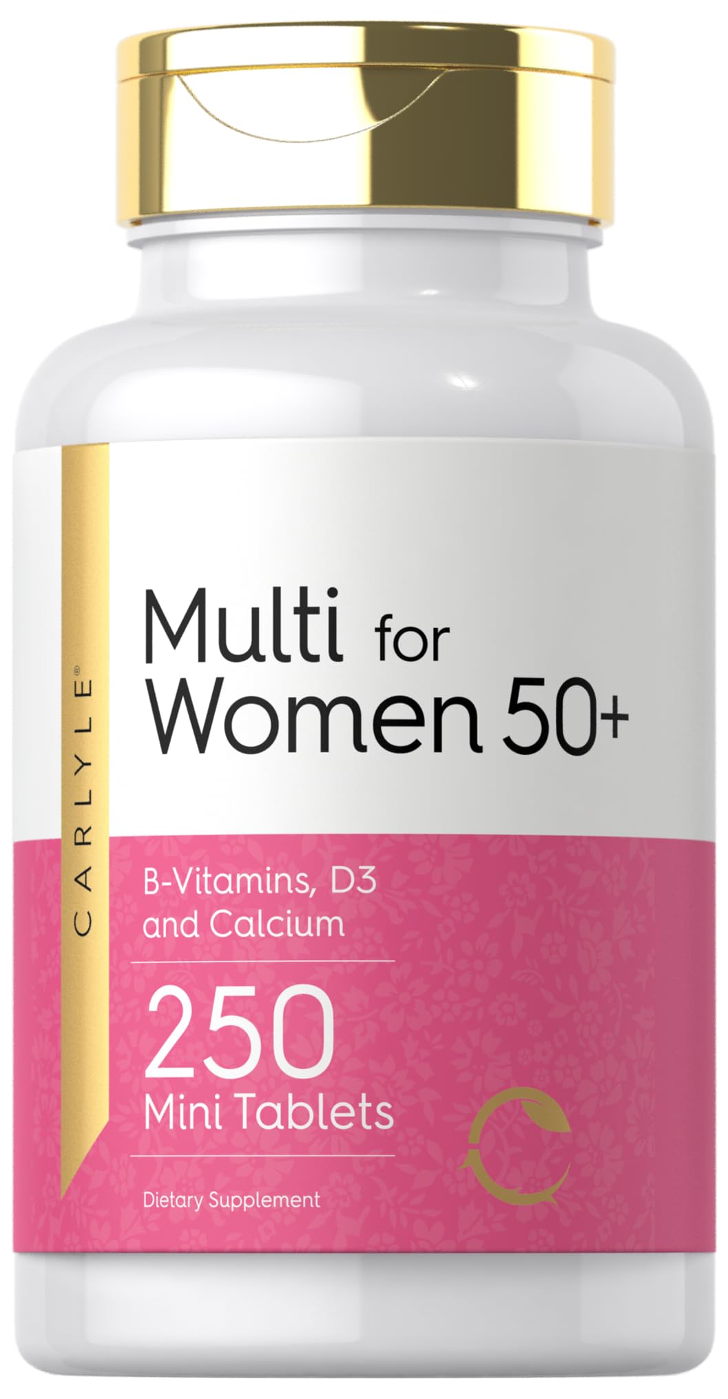 Carlyle Multivitamin for Women 50 and Over | 250 Caplets | Iron Free | with B-Vitamins, D3, and Calcium | for Women 50 Plus | Gluten Free