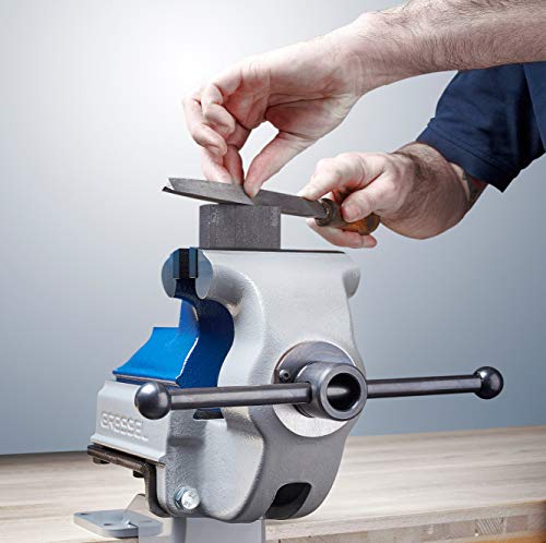 GRESSEL Swiss Precision Industrial Heavy Duty Bench Vise PS 100-1/3.9 inches with Serrated Jaws (PSM.100.000.01), Graphite