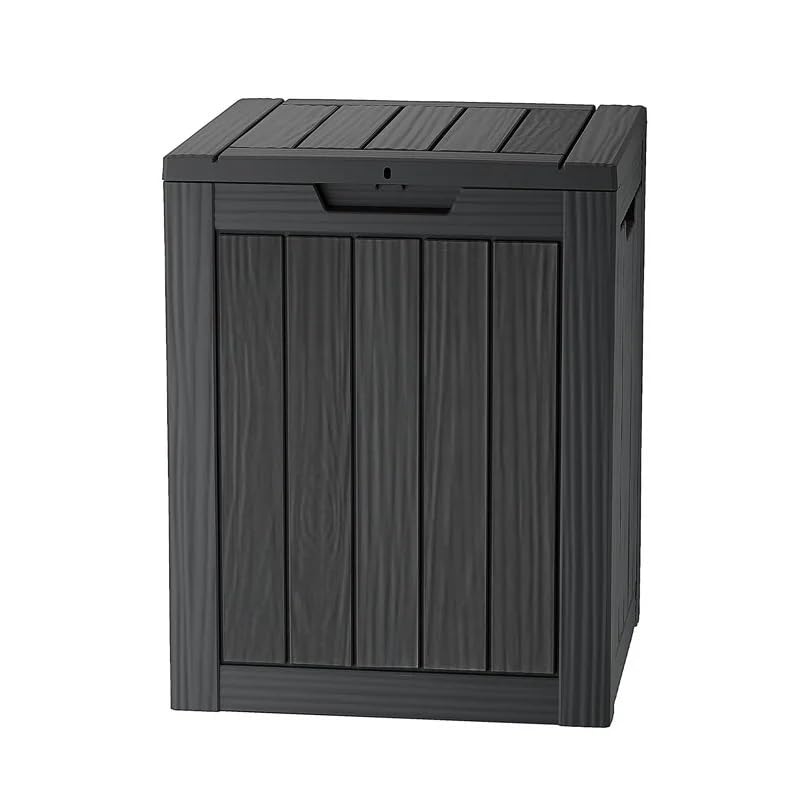 Greeniparty 28 Gallon Outdoor Patio Storage Resin Lockable Deck Box - Black