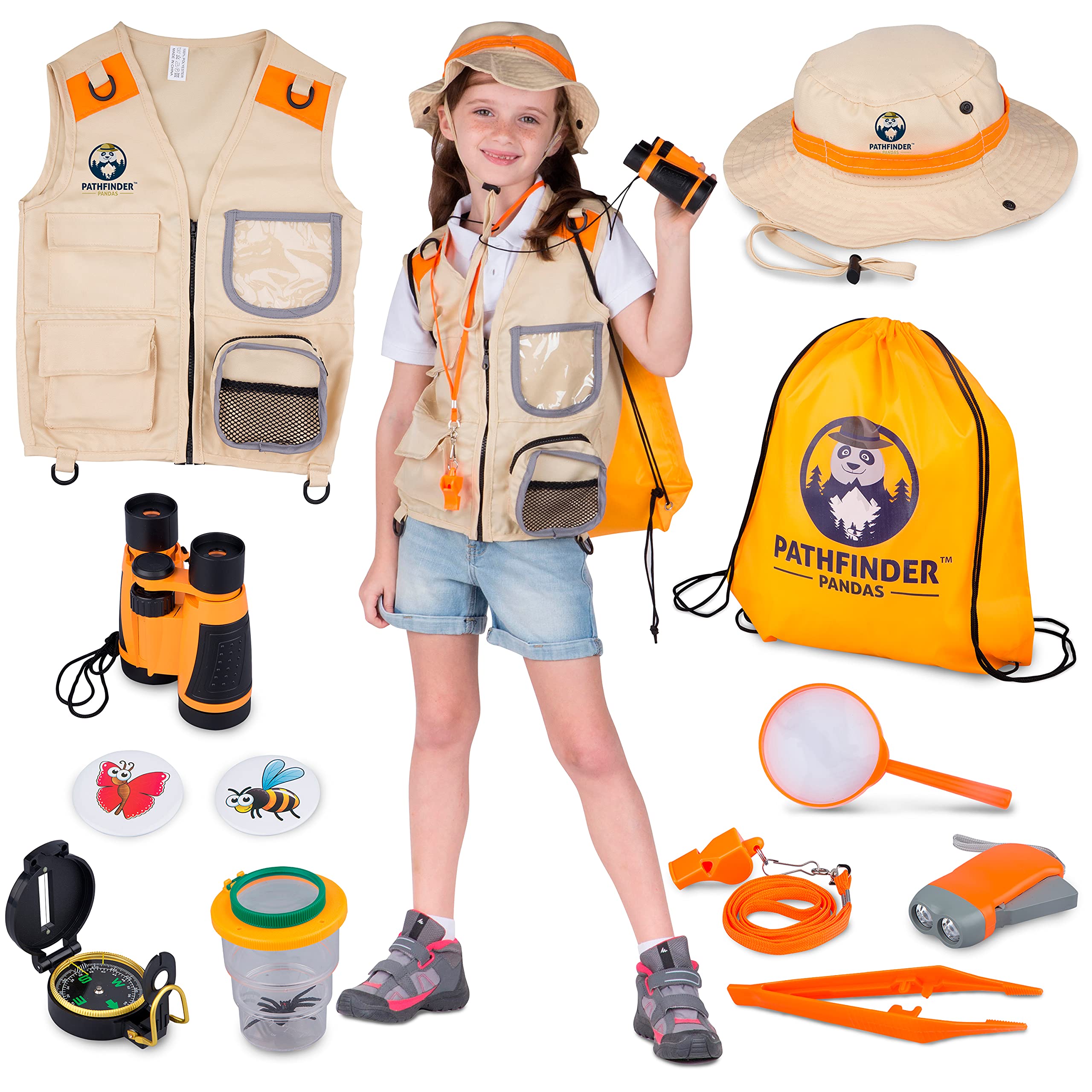 Kids Explorer Kit with Safari Vest & Hat for 3-12 Year Old Boys & Girls - Safari Costume Kids, Zoo Keeper, Paleontologist, Bug Kit & More - Giftable STEM Outdoor Explorer Kit for Kids + Bug Ebook