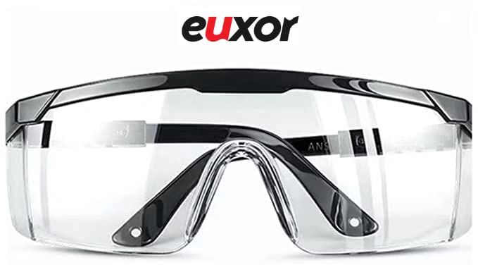 Euxor, (3 Pack) Safety Glasses Anti Fog & Shattered Proof, ANSI Z87.1 & EN 166 UV Resistant Protective Eyewear Safety Goggles, Wide Frame Eye Shield Goggles Scratch Resistant Best Eye Protection
