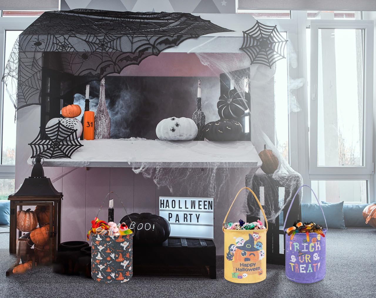 CLOCOR 2 Pack Storage Basket,Laundry Basket, Halloween Basket Bucket,Gift Basket,Toys Bin,Books Organizer,Home,Bedroom,Bathroom Decor