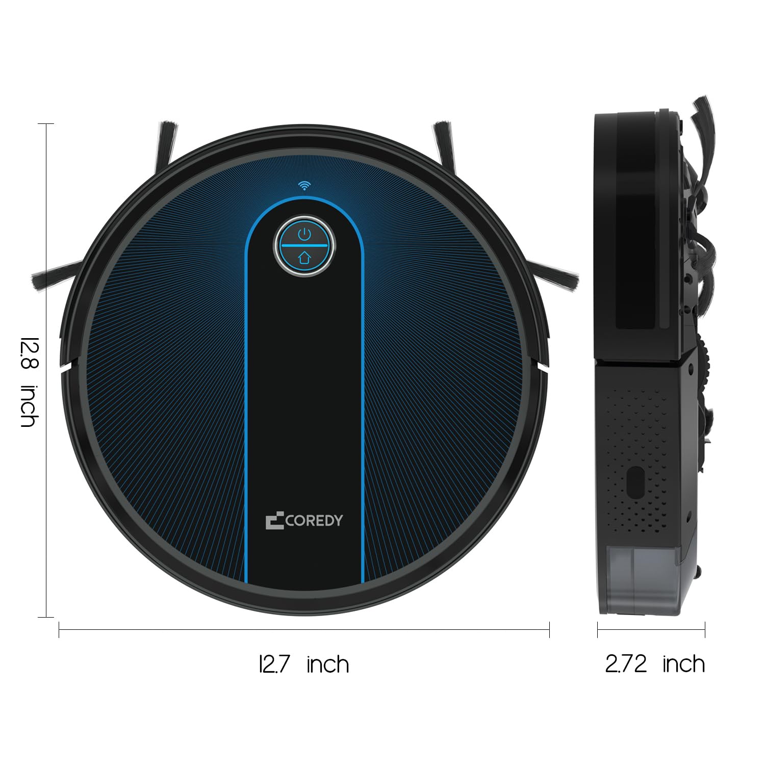 Coredy Robot Vacuum, R650 Ultra Robotic Vacuum with 2200 Pa Strong Suction, Gyro Dynamic Navigation, Z-zag Cleaning Path, App Control, Real Time Map, Compatible Alexa, Ideal for Carpet, Hard Floor
