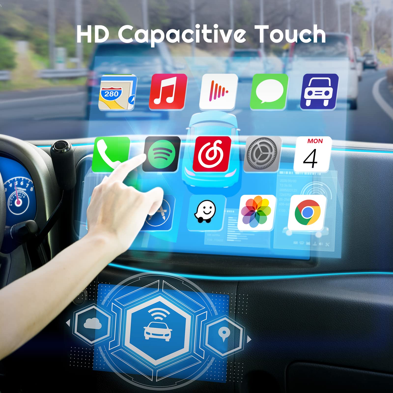 Car Stereo Double Din Radio with Backup Camera -Voice Control Apple Carplay & Android Auto, Bluetooth 5.3 Touch Screen Subwoofer Car Audio Receivers, 7 Inch HD MP5 Player with Mirror Link, USB/SD/A/FM