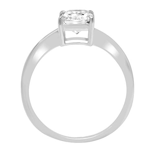 Clara Pucci 1.75 ct Radiant Cut Genuine Lab Grown Diamond SI1-SI2 18K White Gold Solitaire Bridal Wedding Engagement Ring size 6.5