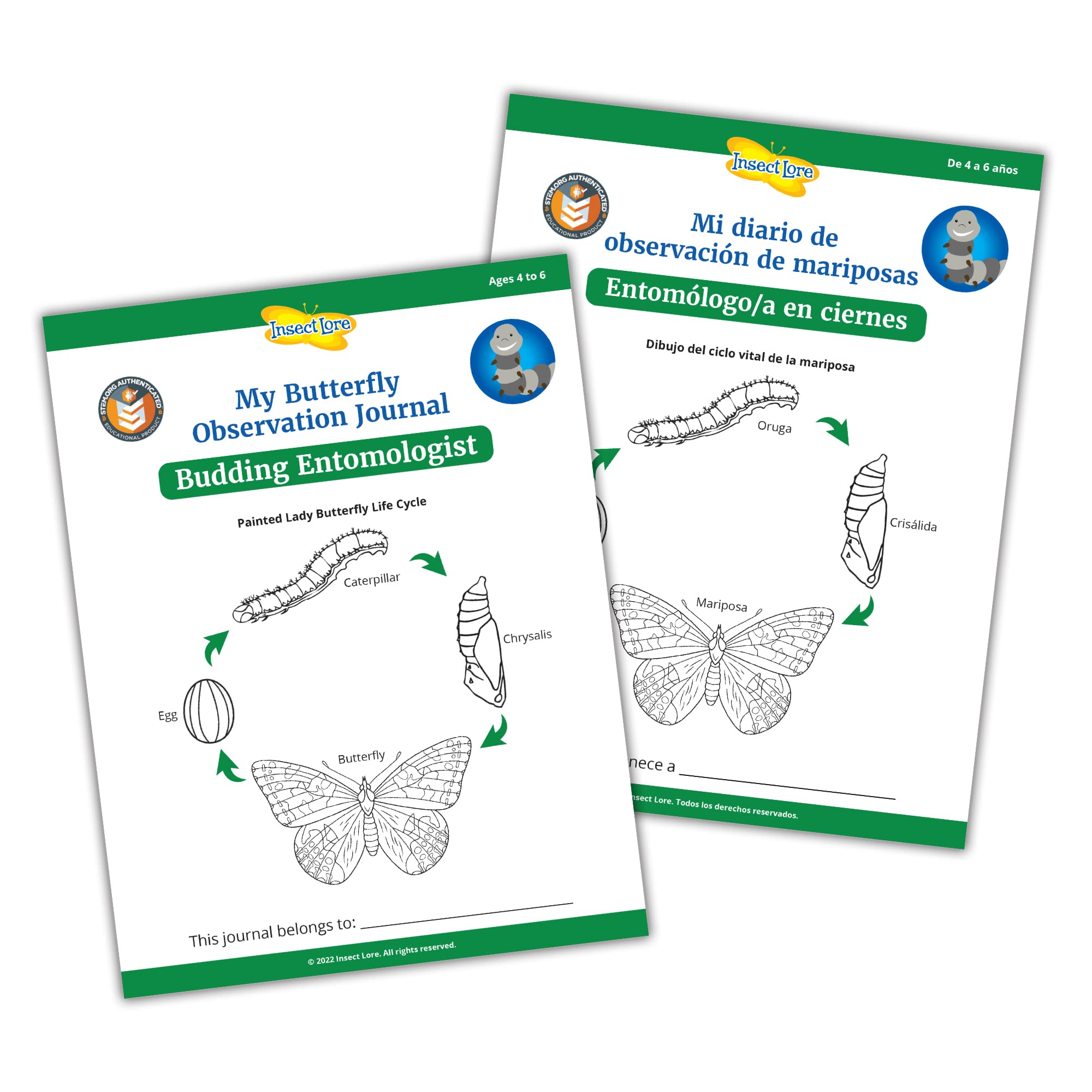 Butterfly Garden: Home School Habitat and Two Live Cups of Caterpillars - with Deluxe Butterfly Feeder - Includes Both English and Spanish Butterfly STEM Activity Journals