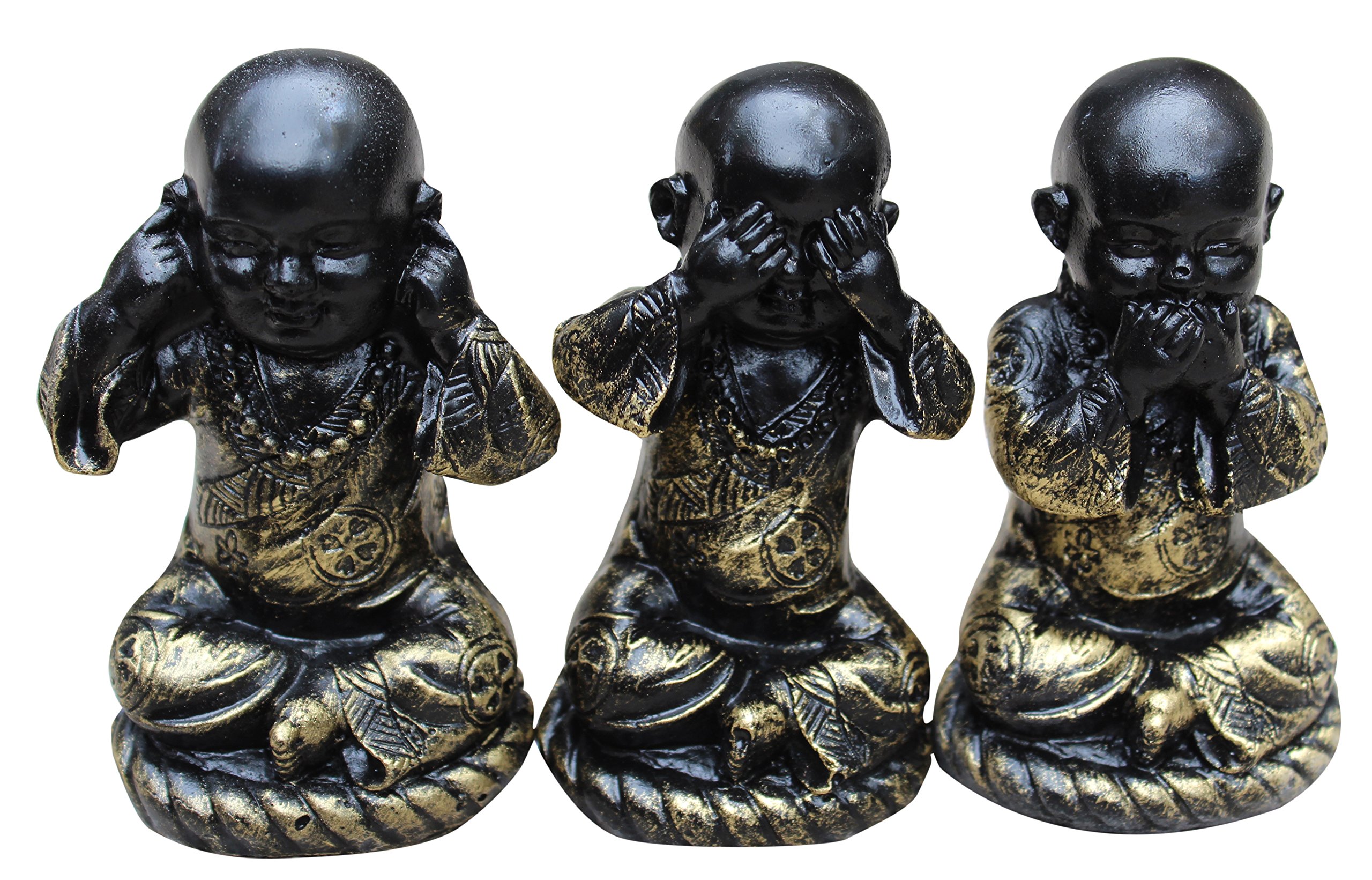 Zen Garden Meditation Garden 3 Buddha See, Speak, Hear No Evil Statues, Incense Holder, Incense, 2 Tea Light Holders, Rocks, Sand, Rake (Candles Not Included)
