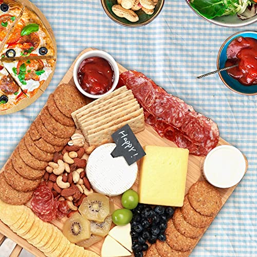 Smatto Cheese Board and Knife Set, Bamboo Charcuterie Board Set, 13โโx13โโ Cheese Serving Tray with 4 Knives, Drawer and Wine Opener for Housewarming Wedding Birthday Valentine's Day Gift