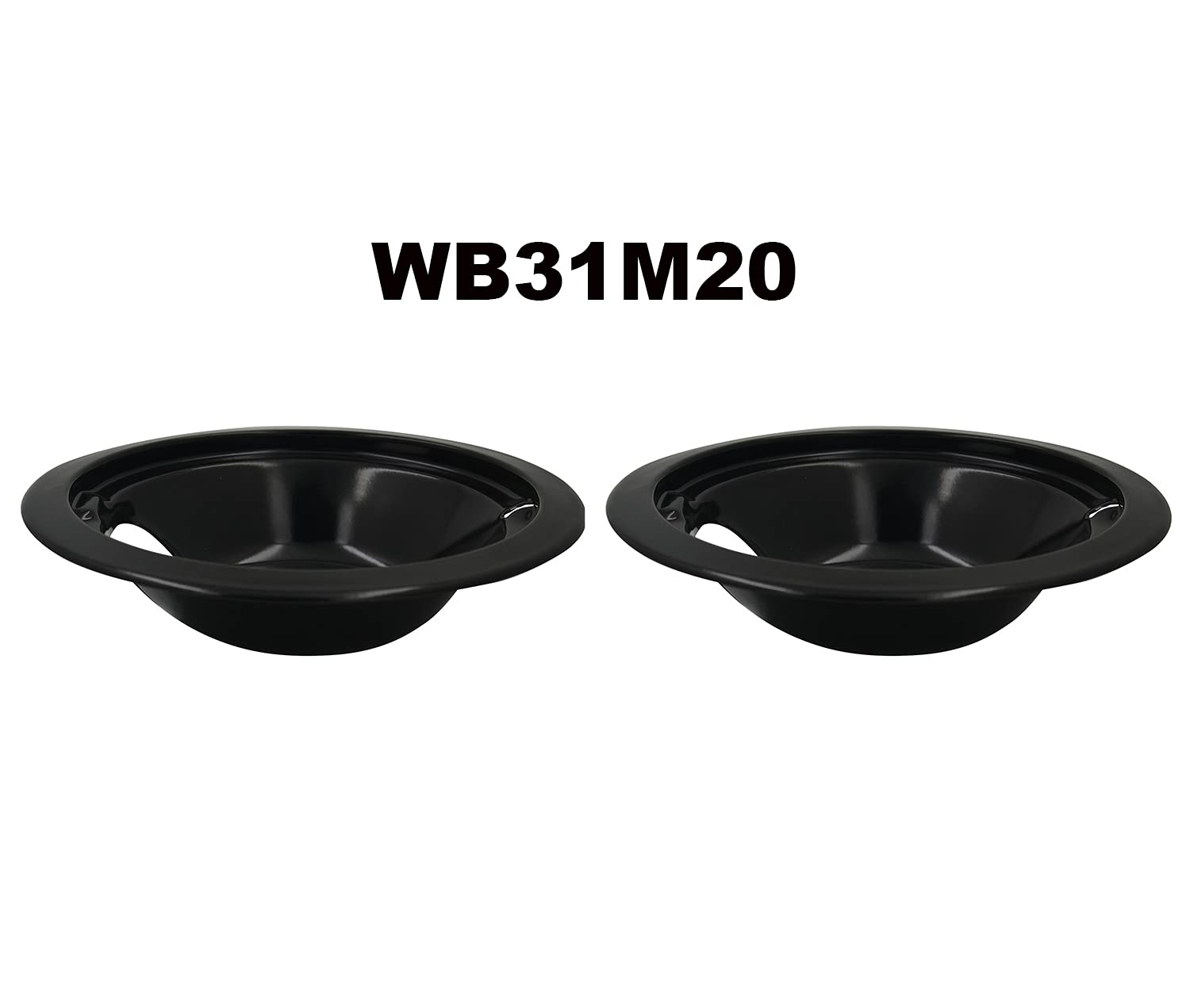 WB31M19 and WB31M20 Range Cooktop Porcelain Drip Pans Replacement Set Compatible with GE Hotpoint Kenmore Range with Locking Slot - Includes 2 6-Inch and 2 8-Inch Pans, 4 Pack, Black