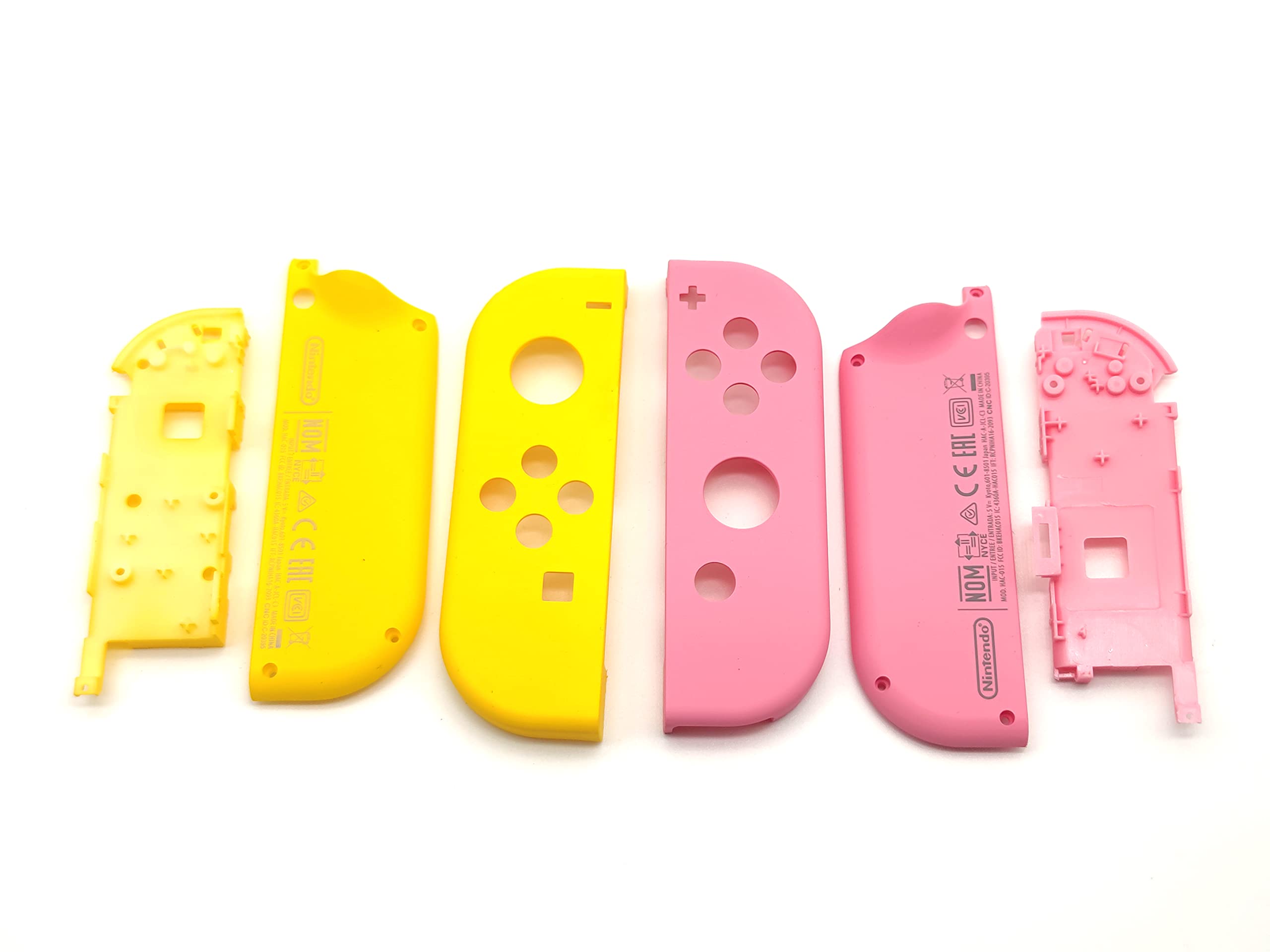 Replacement Full Housing Faceplate Handle Shells Case Cover for Nintendo Switch Joy-Con Controller (Left Yellow Right Pink)