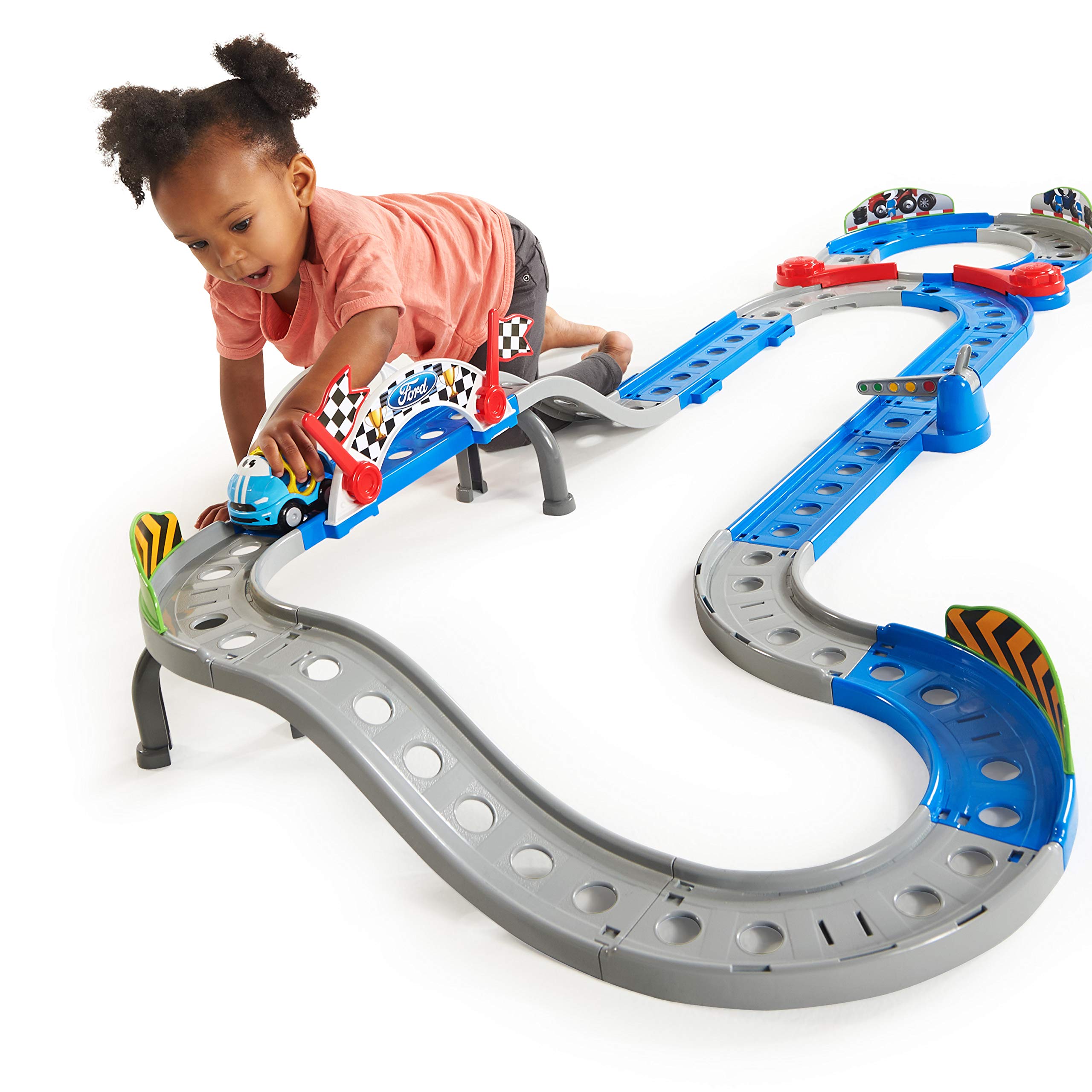 Bright Starts Ford Full Speed Raceway Go Grippers Playset Toddler Toy, 12 Months +