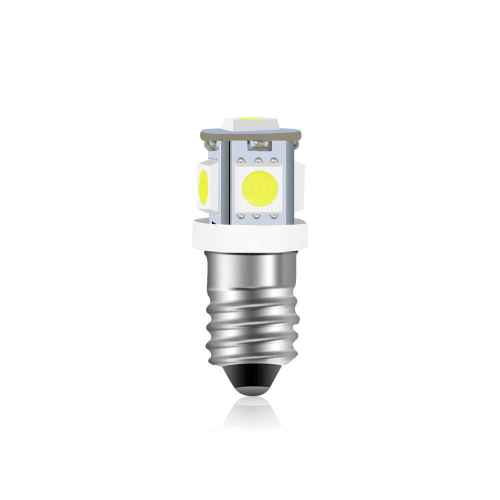 Bonlux E10 Miniature Screw Base 12V Spot LED Light Bulb, 1W E10 Dashboard Light Replacements 12V Flashlight Torch Work Light, Daylight, 4-Pack