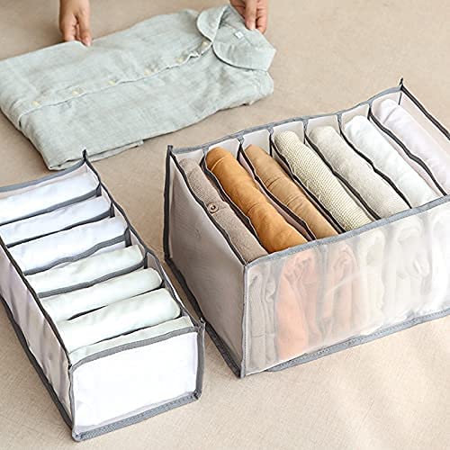 Musnina Wardrobe Clothes Organizer,7 Grids Washable Wardrobe Clothes Organizer,Closet Organizers and Storage Baskets (White, Leggings Grid(Medium))