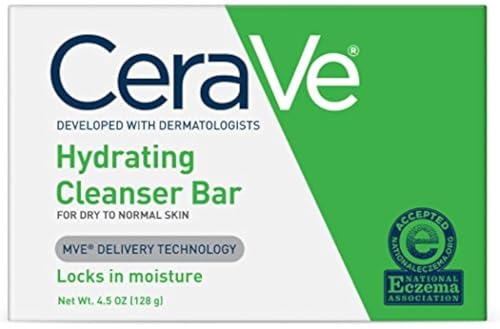 CeraVe Hydrating Cleanser Bar - Soap-Free Body and Facial Cleanser with 5% Cerave Moisturizing Cream - 4.5 Ounce Bar