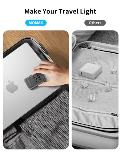 MOMAX International Plug Adapter, PD 35W(Single Port) Travel Power Adapter, Universal Charger Adapter with 3USB-C+2USB-A, All in One Universal Outlet Adapter for Laptop,Tablet,Phone, US,EU,UK,AU