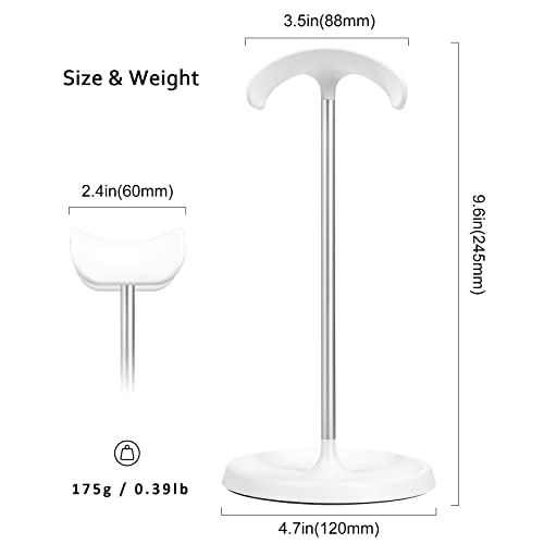 Headphone Stand, Curved Headset Stand with Storage Tray, Heavy Base Gaming Headset Holder for AirPods Max, AirPods, AirPods Pro, Beats, Bose, Sennheiser, Sony and More (White)