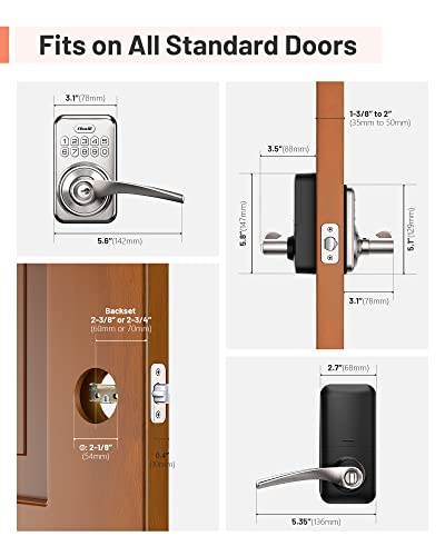 Keyless Entry Door Lock with Handle, Zowill Electronic Keypad Deadbolt Door Locks Handle Lever, Front Door Lock Set, Digital Door Lock, Auto-Locking, Anti-peep Code Door Handle Lock, Satin Nickel