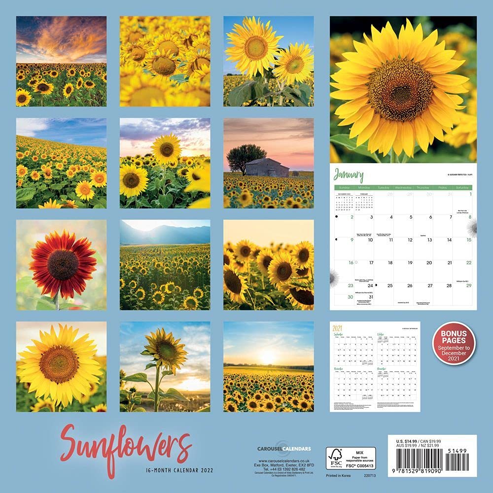 Carousel Calendars, Sunflowers 2022 Wall Calendar