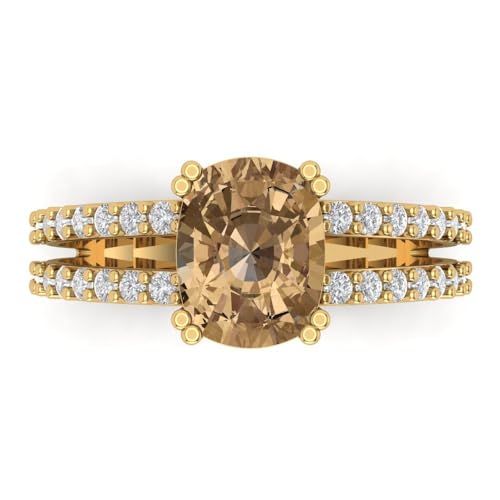 Clara Pucci 3.50 ct Cushion Cut Solitaire Champagne Simulated Diamond Engagement Promise Anniversary Bridal Ring 18K Yellow Gold 8.25