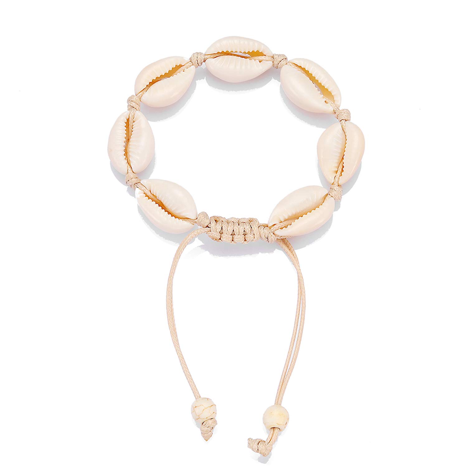 Starain 2Pcs Shell Necklace Anklet for Women Handmade Adjustable Puka Beach Shell Necklace Set