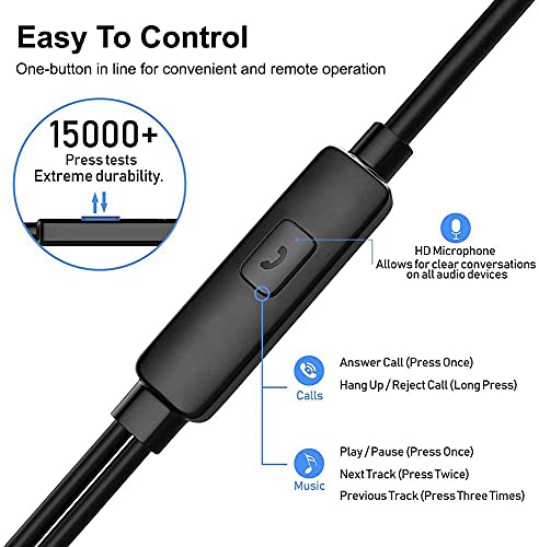 Headphones for iPhone with Microphone, Volume Control and Noise Isolation - Compatible with iPhone 14/13/12/11/7/8/8plus X/Xs/XR/Xs max/pro/se - Supports All iOS Systems(Black)!