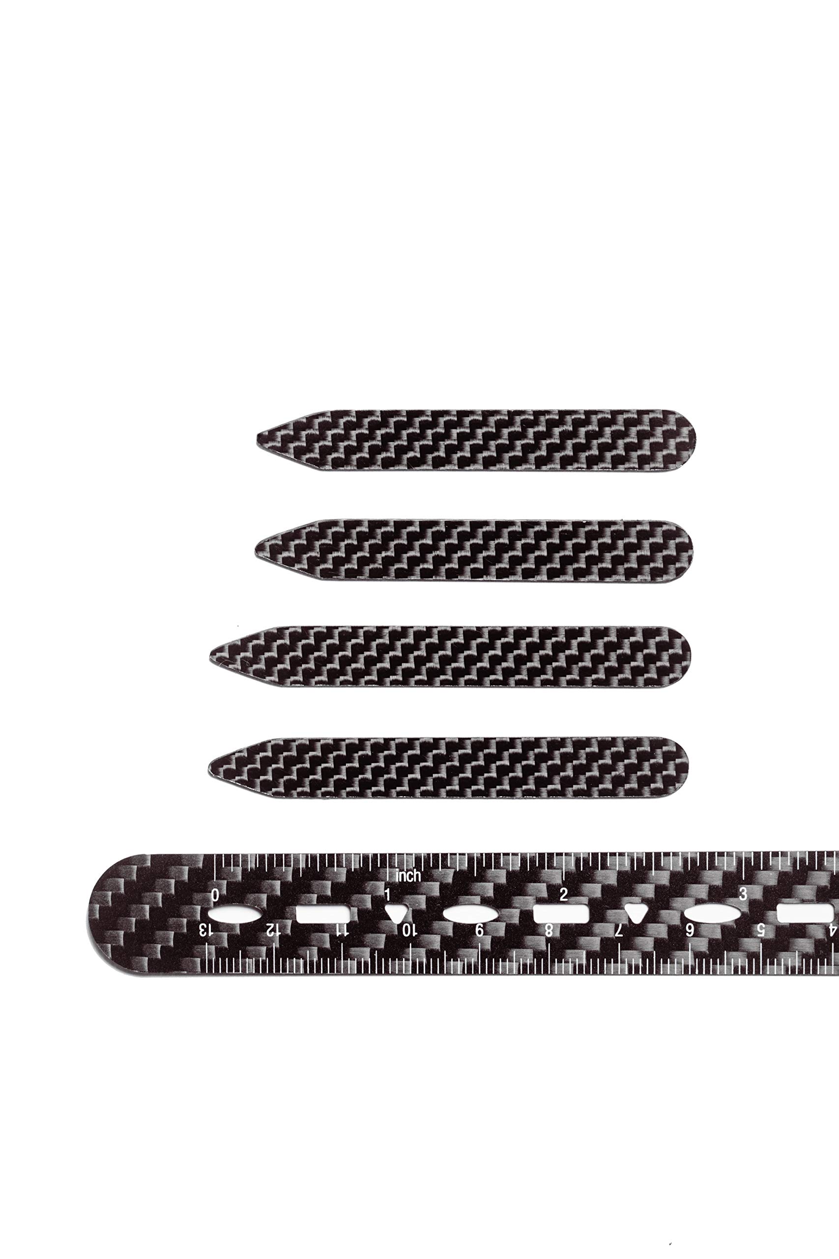 Carbon Fiber Collar Stays Set - Collar Stiffeners - Mens - 2 Pairs - 2.5" and 2.75" with Case - Black - Non Metal Collar Stay