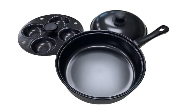 Fox Run Non-Stick Poaching, 13.5" x 8" Egg Poacher and Fry Pan, Black