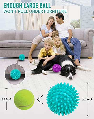 Pweituoet 2 Pack 4.5” Heavy Duty Squeaky Dog Ball for Medium Large Dogs, Spikey Dog Ball Toys for Clean Teeth and Training, Large Dog Toys for Aggressive Chewers…