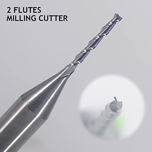 CNC Router Bits,Spiral UP Cut Router Bit, 1/4 inch Shank ,1/16 inch Cuting Diameter ,2 Flute Plunge CNC End Mill for Plywood,MDF Pack of 2