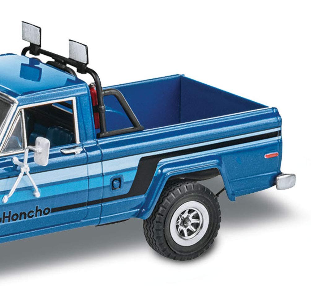 Revell Level 4 Model Kit 1980 Jeep Honcho Pickup Truck Ice Patrol with Snowmobile 1/24 Scale Model