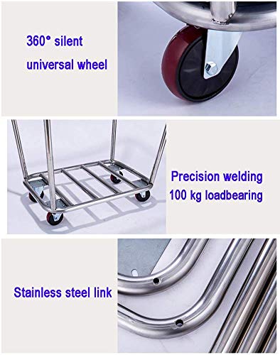 Mobile Linen Car for Hotel/Lobby, Detachable Stainless Steel Storage Cart with Universal Wheel, Can Load 100Kg, PIBM