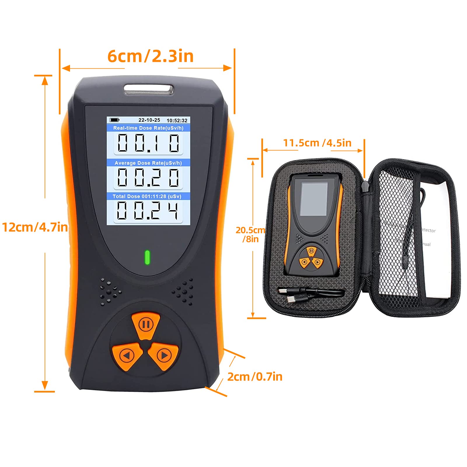 Geiger Counter Nuclear Radiation Detector, Portable High Accuracy Radiation Dosimeter, Handheld Beta Gamma X-ray Radiation Monitor with Backlight LCD Display, Battery Powered