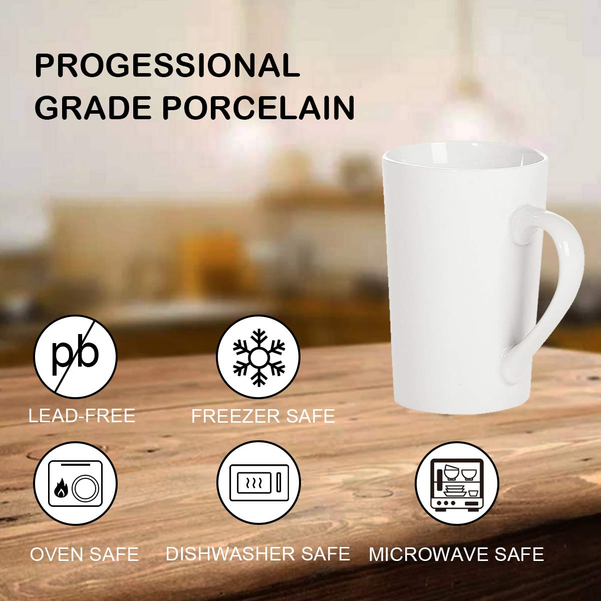 Coffee Mugs Set of 2, 13 Oz Plain White Porcelain Mugs for DIY Paint,Dishwasher Safe, Microwave Safe, Chip-free,Lead-free (2Pack)