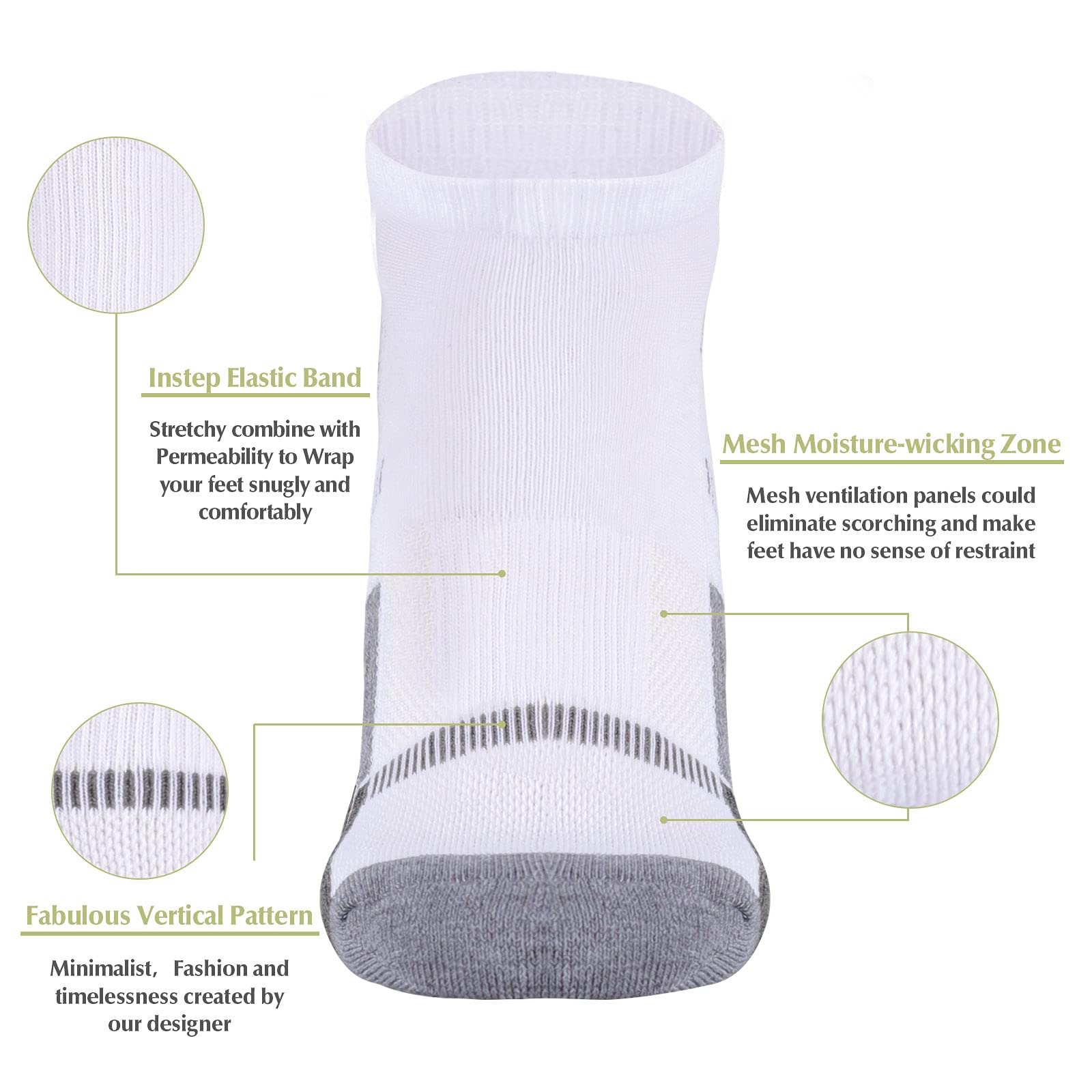 COOVAN Mens Ankle Socks Men Athletic Cushion Low Cut Comfort 6 Pairs Socks