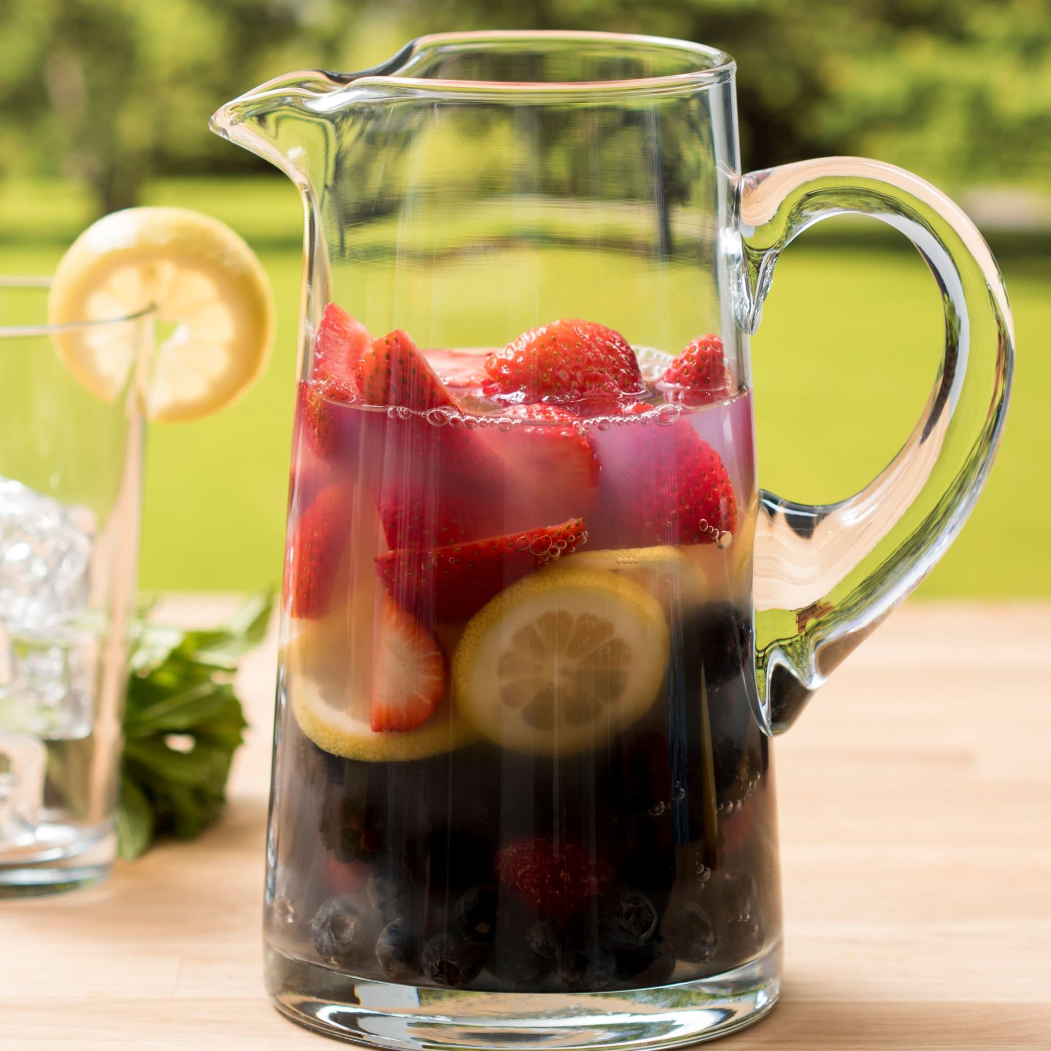 Libbey Cantina 90 Oz Tall Glass Pitcher, Hand-Blown Clear Glass Pitcher with Handle, Elegant Glass Serving Pitcher for Iced Tea, Lemonade, and More