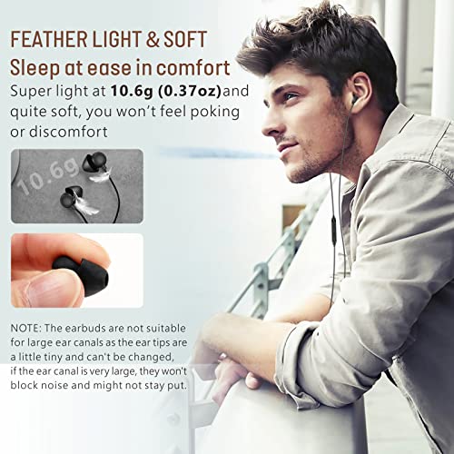 Hearprotek Sleep Earbuds, 2 Pairs Soft Comfortable in-Ear Earphones with mic-Low Profile Noise Reduction Headphones for Sleeping on Side, snoring, Yoga, Travel, Mediation & Relaxation