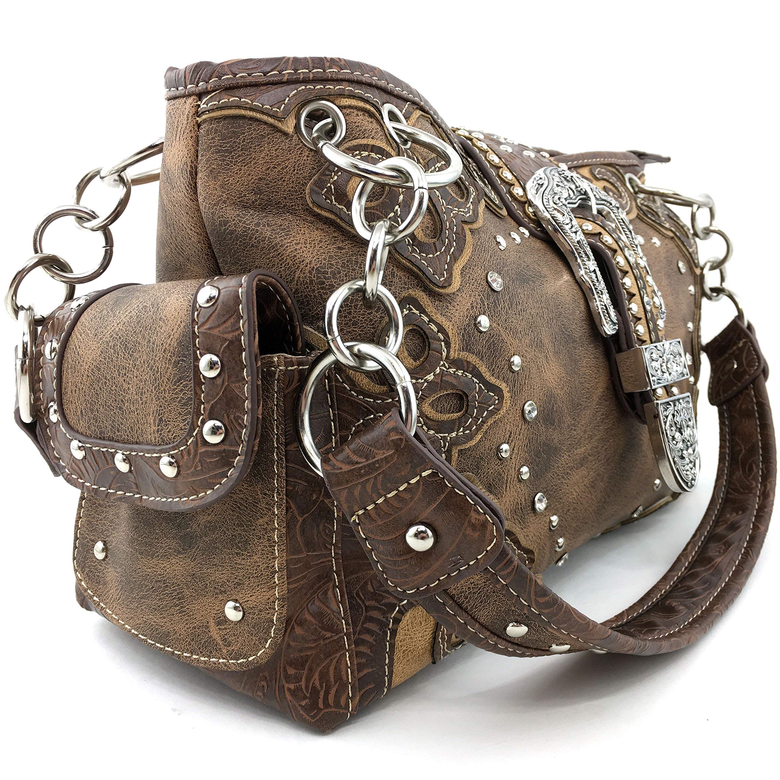 Zelris Western Women Conceal Carry Buckle Handbag Wallet Set (Brown)