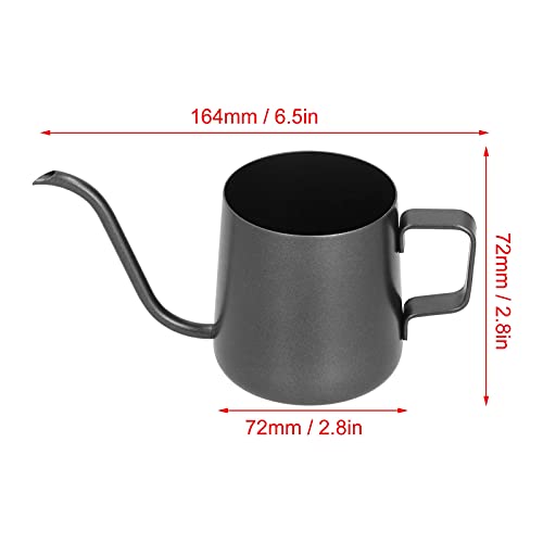 Ikunde 250ml Stainless Steel Hanging Ear Coffee Pot Gooseneck Spout Tea Kettle Pour Over Pot Black