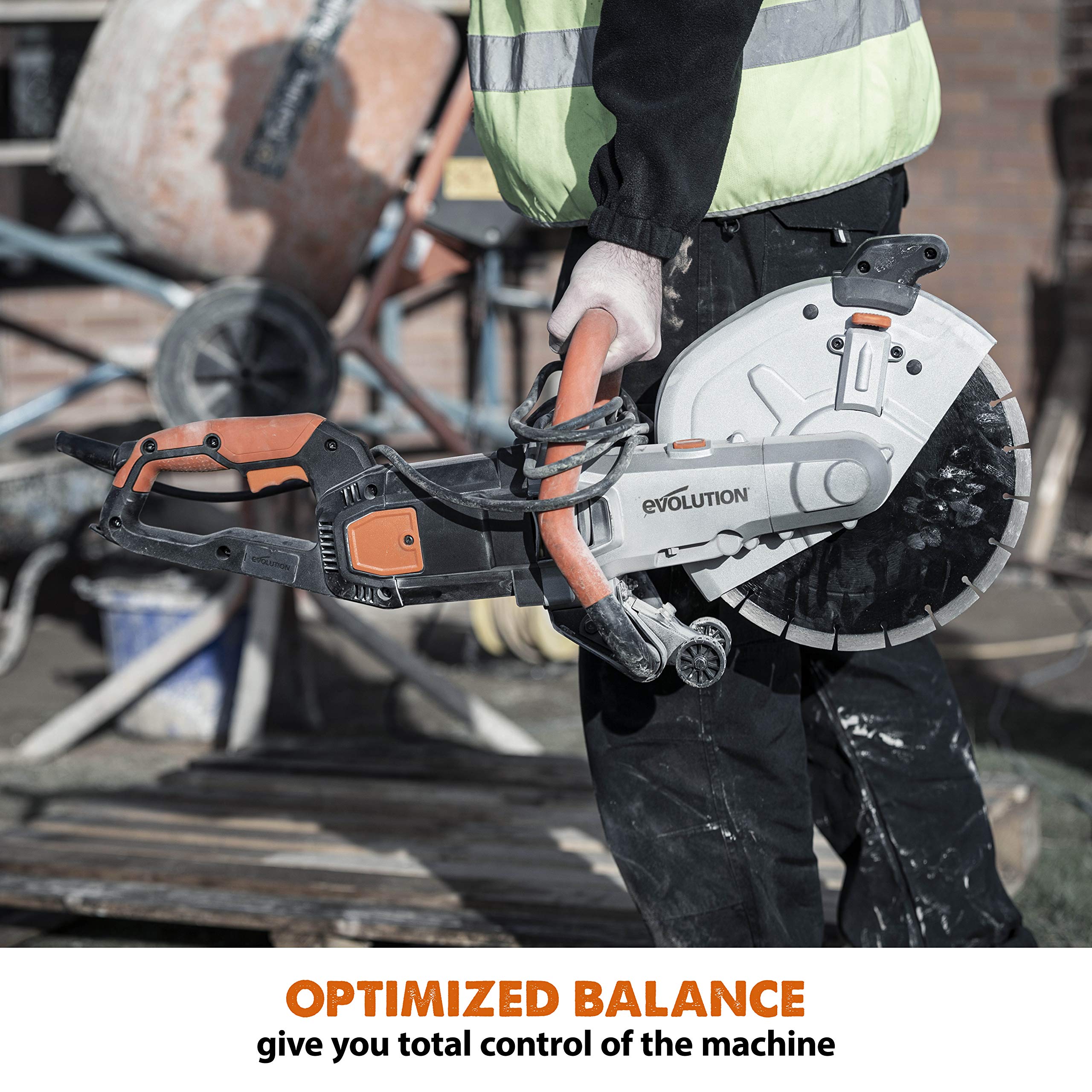 Evolution Power Tools R300DCT 12 inch Concrete Saw (Aka Circular Saw, Angle Grinder, Chop / Cut Off Saw, Demo Saw, Disc / Power Cutter) Electric Motor, No Gas - 4-1/2" Cut - Incl Diamond Masonry Blade