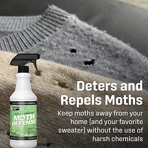 Exterminator’s Choice - Moth Defense Spray - 32 Ounce - Natural, Non-Toxic Moth Repellent - Quick and Easy Pest Control - Safe Around Kids and Pets - Eliminates and Deters Moth