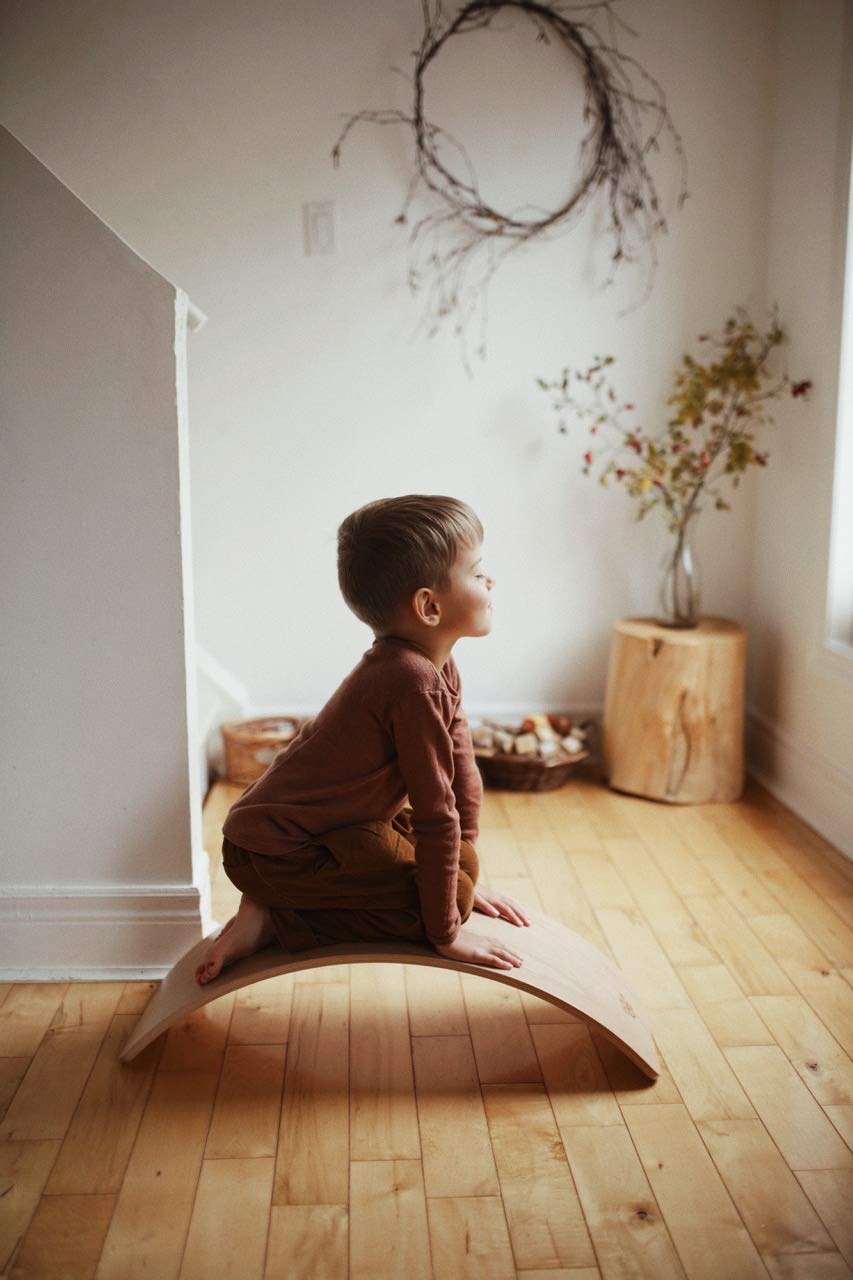 Kinderfeets, Kinderboard, Waldorf Original Wooden Balance Board for Toddlers, Kids, Teens, Adults - Bamboo
