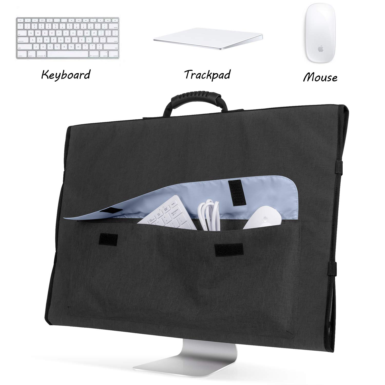CURMIO Travel Carrying Bag Compatible for Apple 27" iMac Desktop Computer, Protective Storage Case Monitor Dust Cover Compatible with 27" iMac Screen and Accessories, Black, Patent Pending