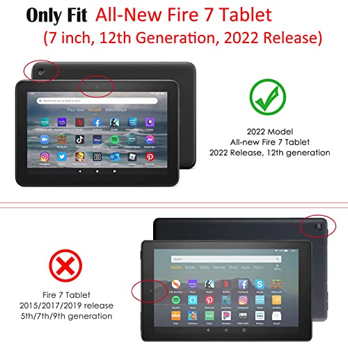 Viclowlpfe All-New Amazon Fire 7 Tablet Case, Fire Tablet 7 Case (Compatible with 12th Generation, 2022 Release), Slim Fit Lightweight Leather Smart Case with Auto Wake/Sleep, Streak
